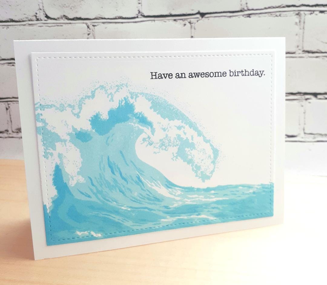 Wave Birthday Card, Tidal Wave Birthday Card, Surfer Birthday Card ...