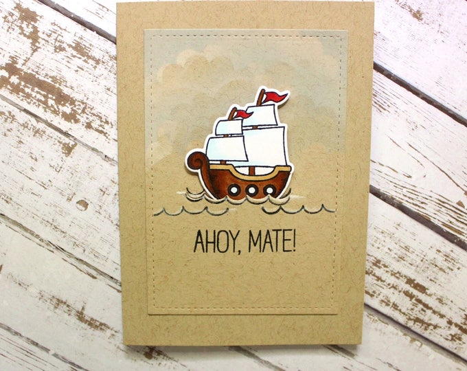 Pirate Hello Card, Ahoy Mate, Ahoy Matey Card, Blank Hello Card ...