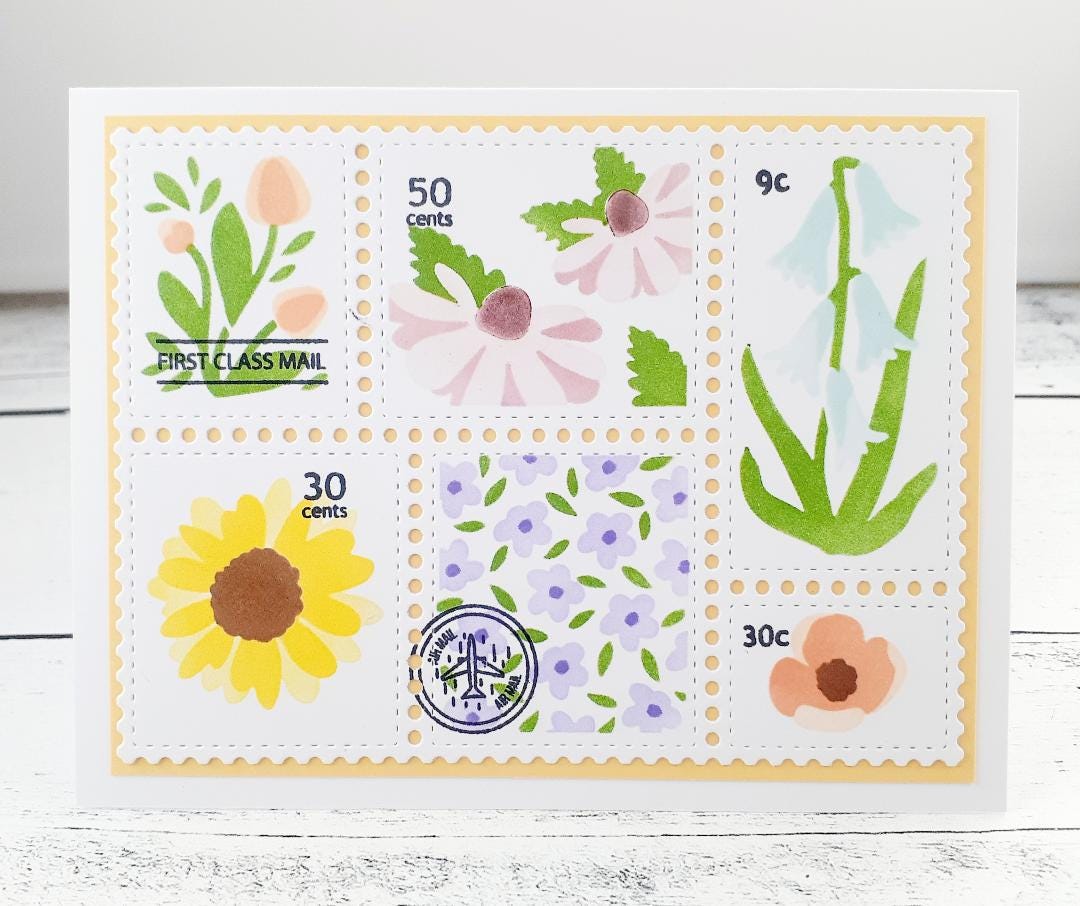 Mother's Day Card, Postage Stamp Mother's Day Card, Floral Mother's Day ...