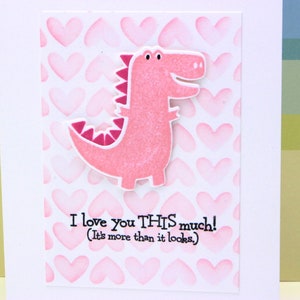 I Love You This Much, Dinosaur Love Card, Dinosaur Valentine Card, Pink ...