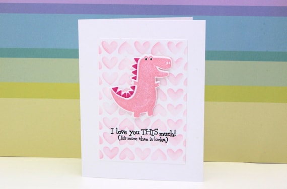 I Love You This Much Dinosaur Love Card Dinosaur Valentine | Etsy