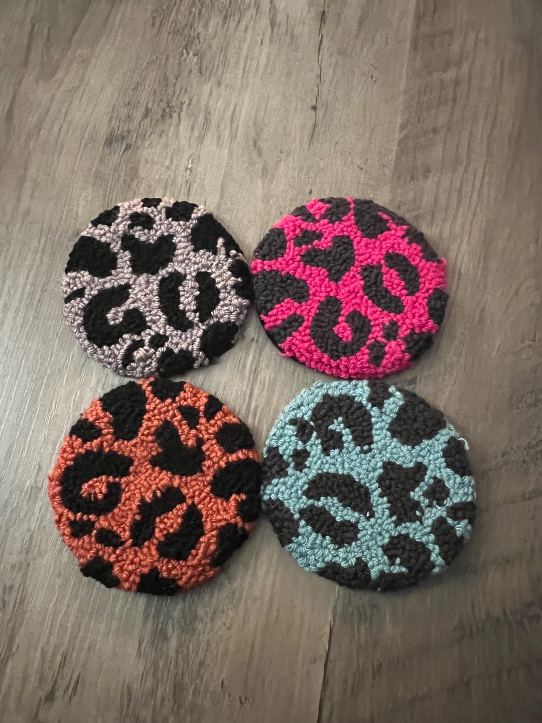 Leopard Print Coaster, Tufted Coaster, Punch Needle Mug Rug, Home Decor ...
