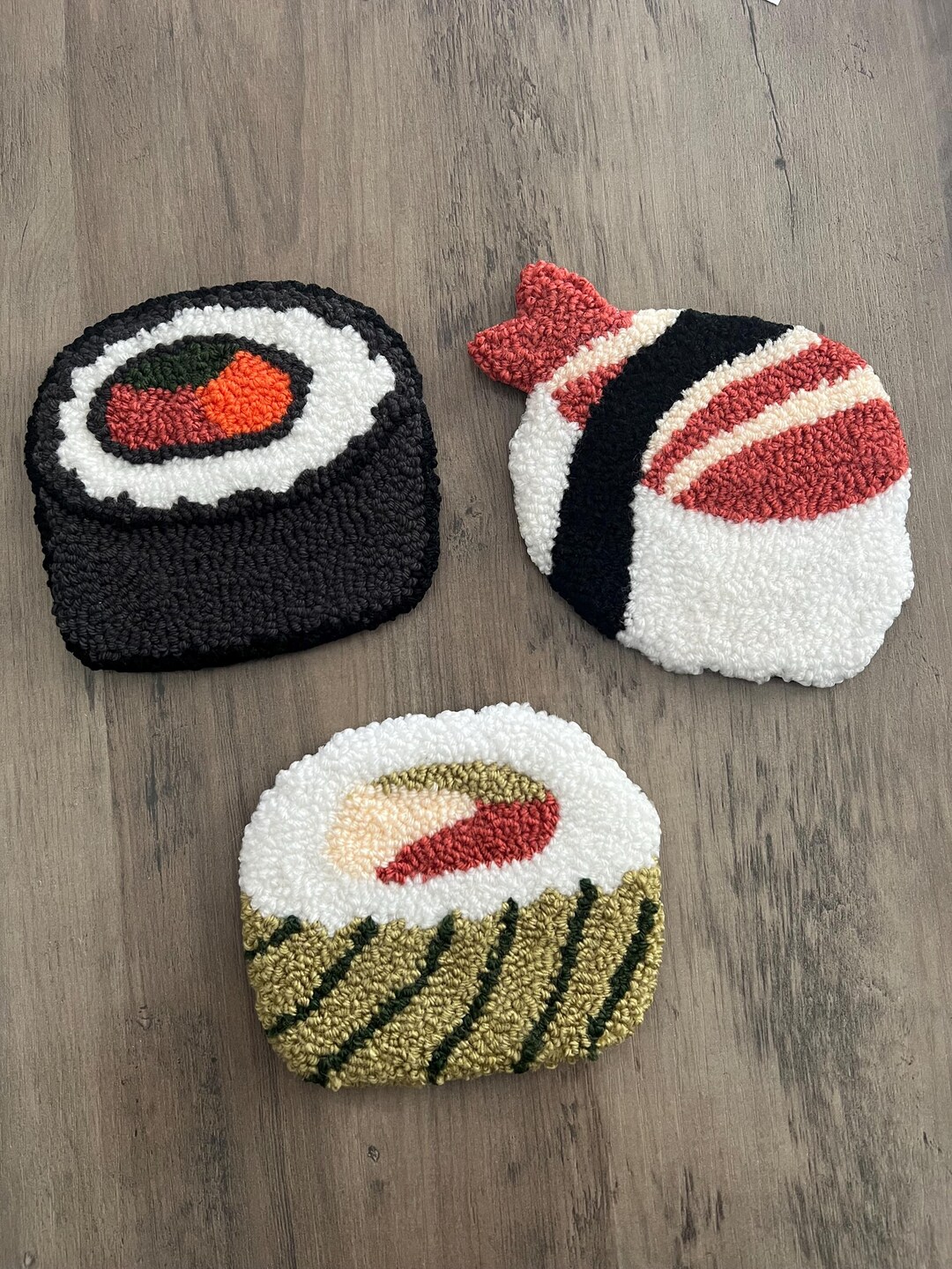 Sushi Coaster, Punch Needle Mug Rug, Home Decor, Handmade, Christmas ...