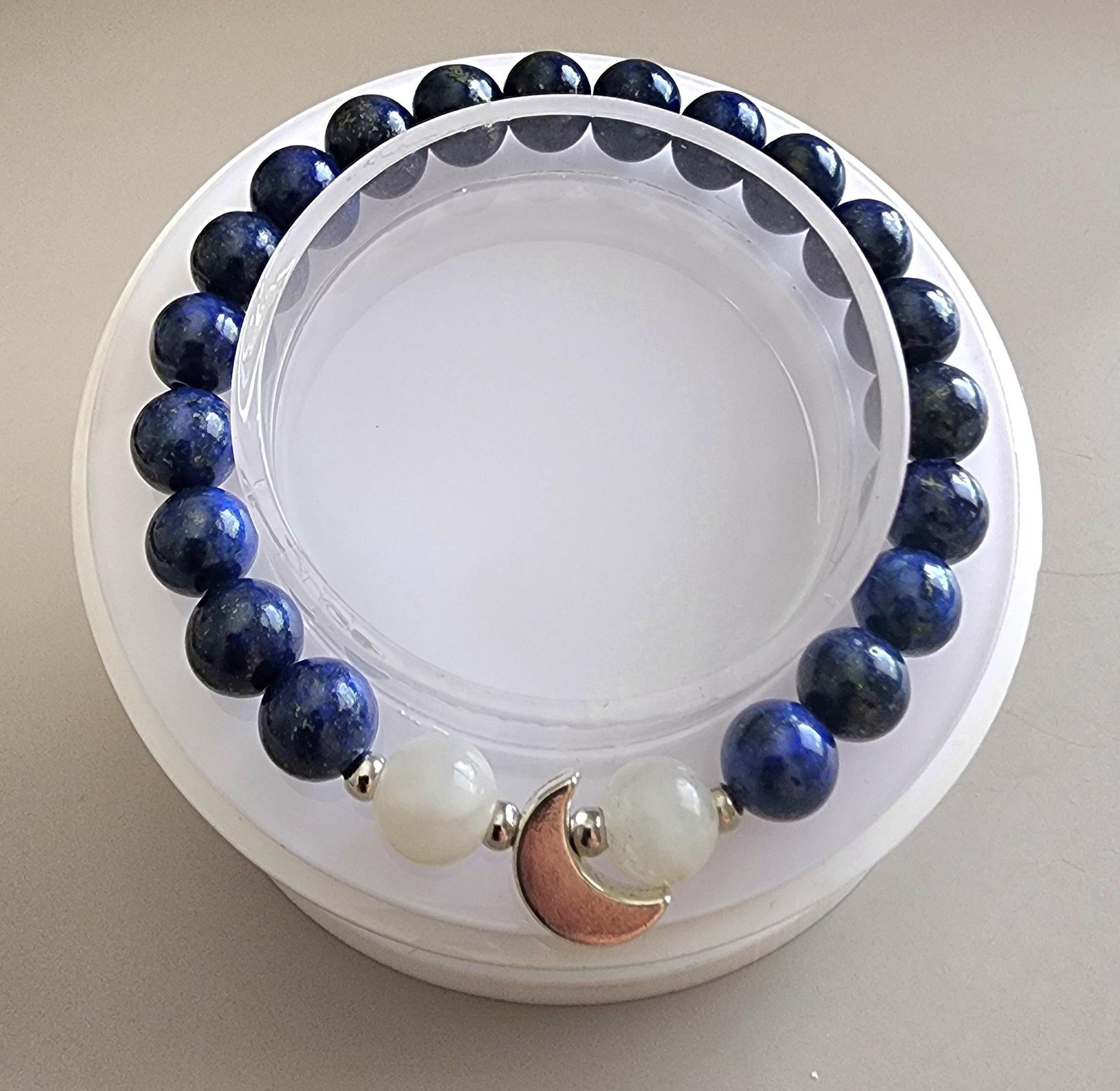 Moonstone and Gemstones Crescent Moon Handcrafted Stretch Bracelets - Etsy