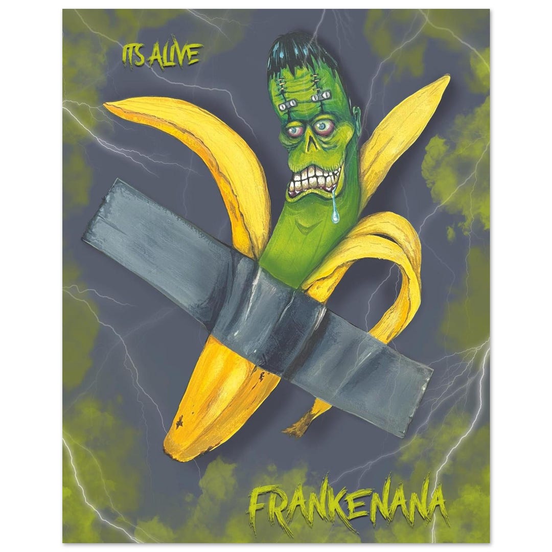 Frankenana Art Print – Duck Tape Banana Pop Art Poster - Etsy