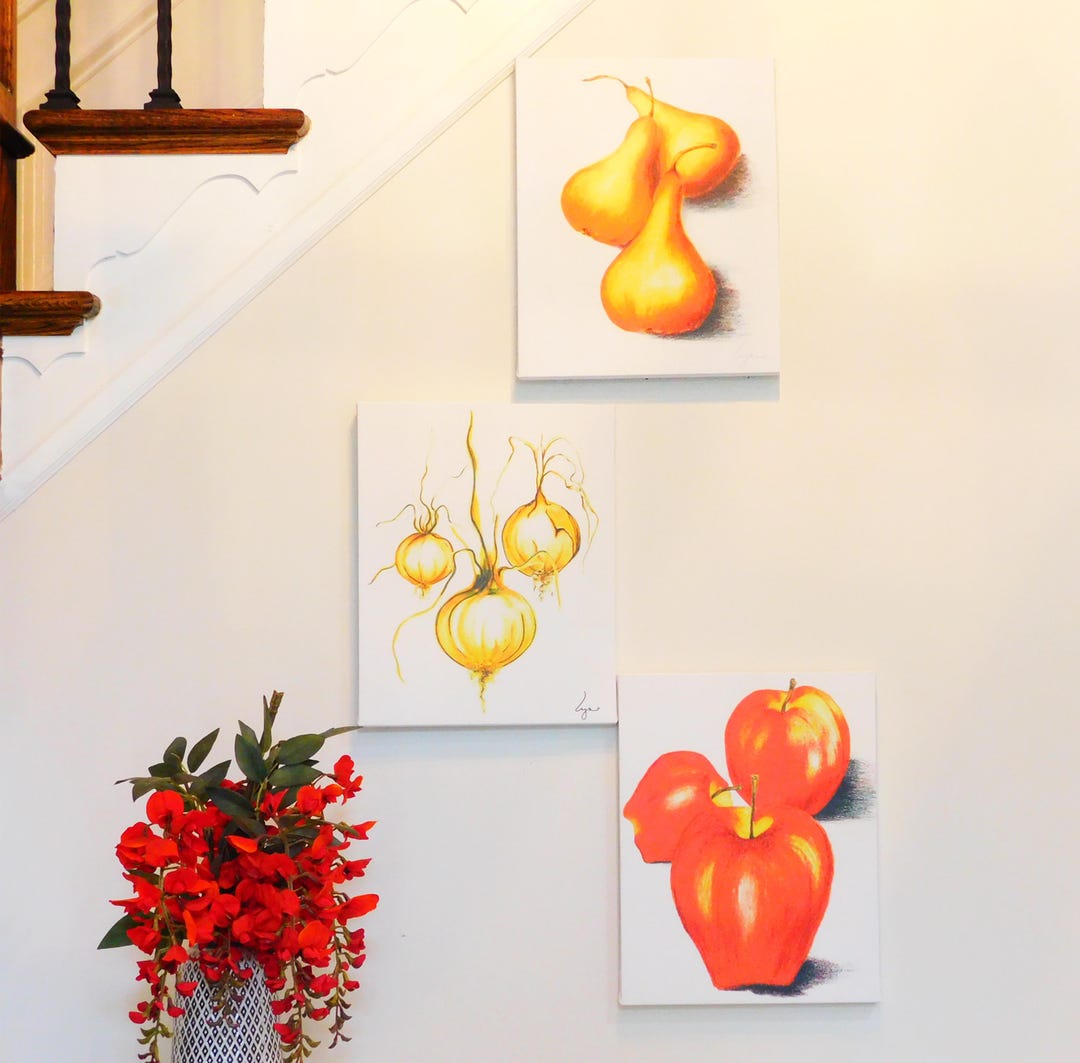 Set of Apples-pears-onion Prints Perfect for a Kitchen - Etsy