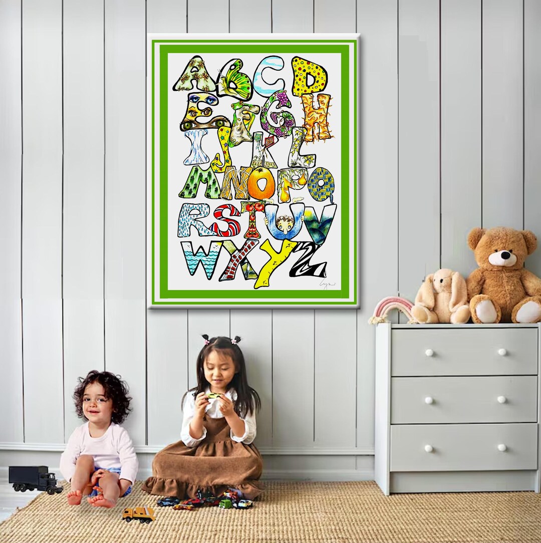 Alphabet Childs Room, Playroom, Pix for Children, Learning Artwork - Etsy