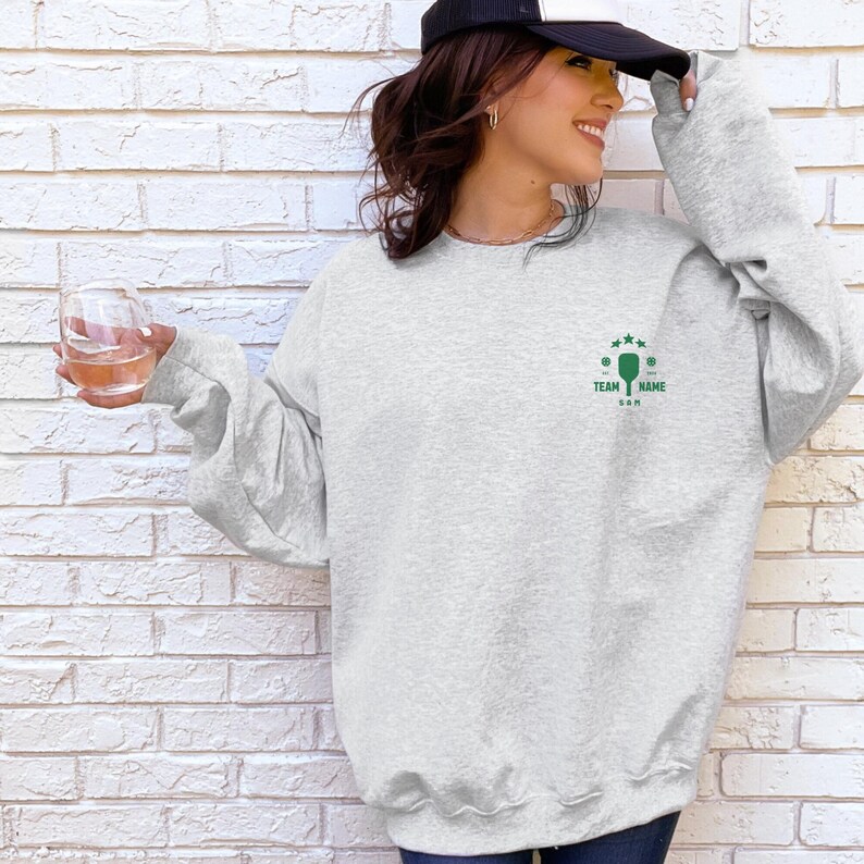 Pickleball Team Custom Embroidery Crewneck Sweatshirt Unisex Pickleball ...