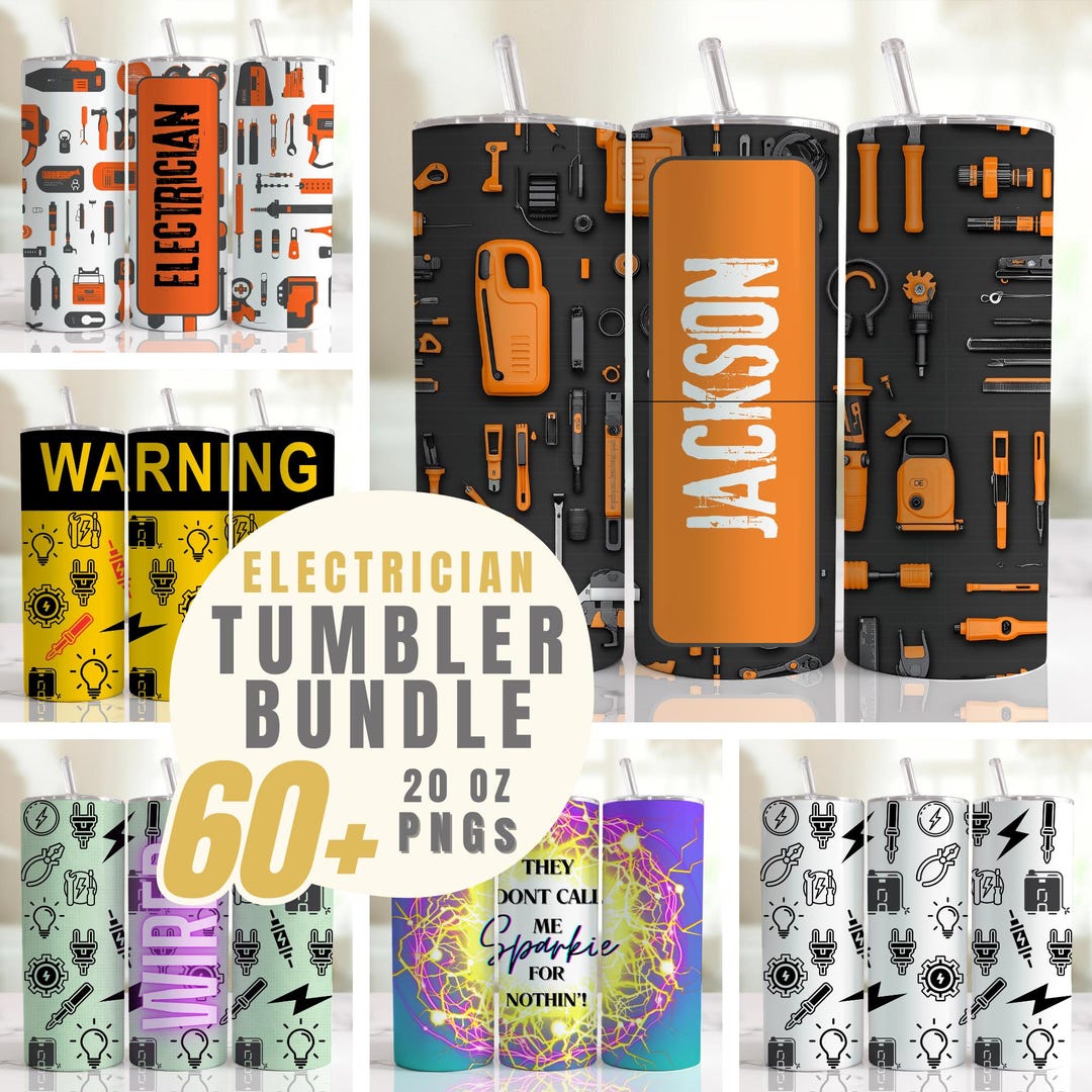 Electricity Tumbler Cup Bundle Electrician Cup Wrap Manly Tumbler Wrap ...