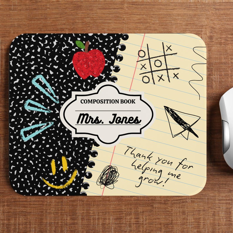 Composition Book Desk Pad Teacher Customizable PNG Mouse Mat ...