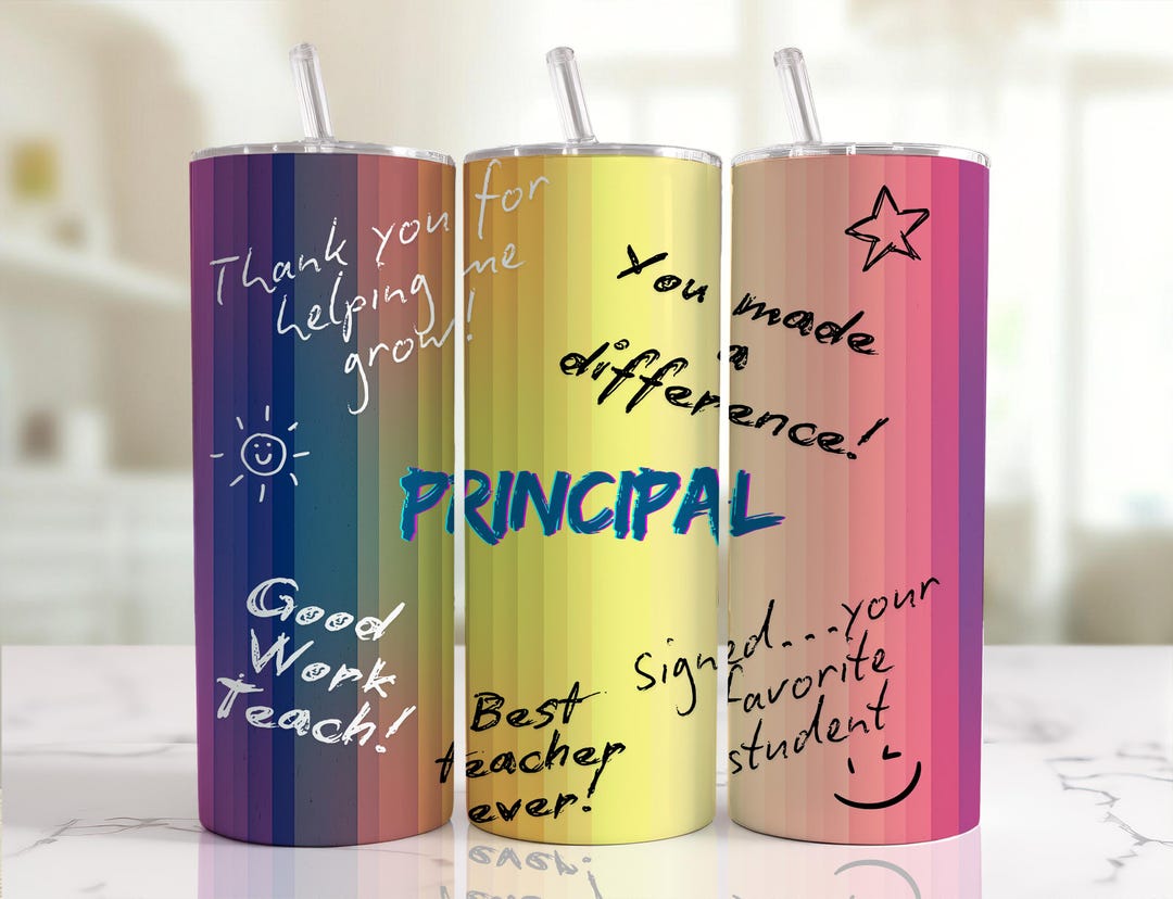 Principal Tumbler Wrap PNG Sublimation Design for 20 Oz Skinny Tumbler ...