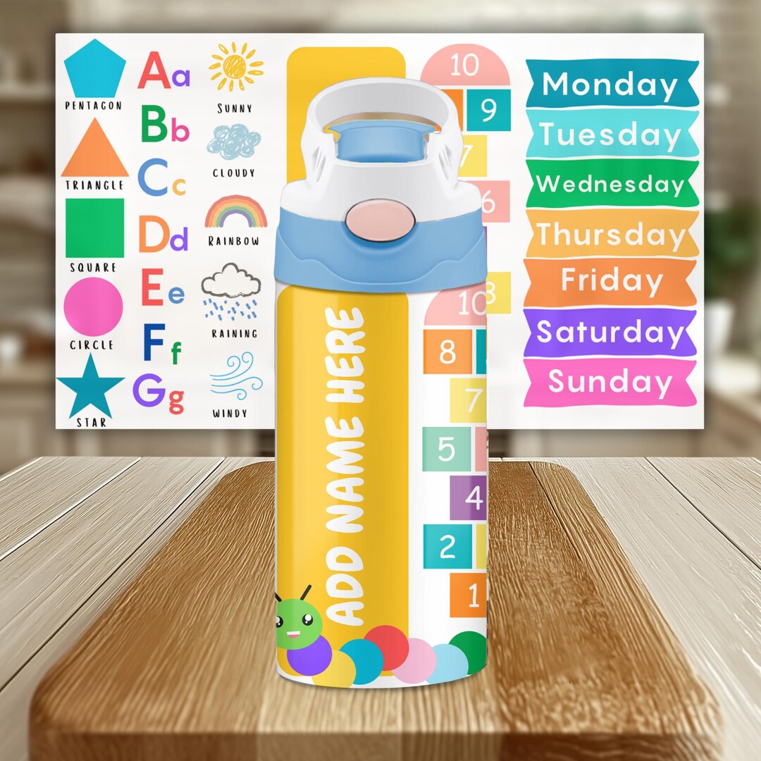 Custom Kids Tumbler Wrap PNG Toddler Learning Cup Wrap Educational Kid ...