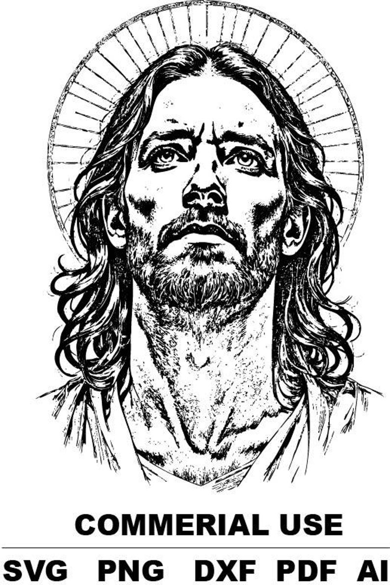 Jesus SVG, Jesus Face SVG, Christian SVG, Jesus Clipart Silhouette ...