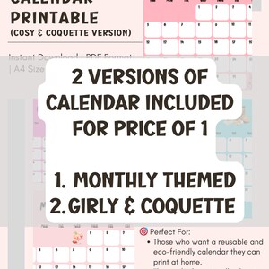 Printable Calendar 2025 | Motivational, Themed & Coquette Monthly ...