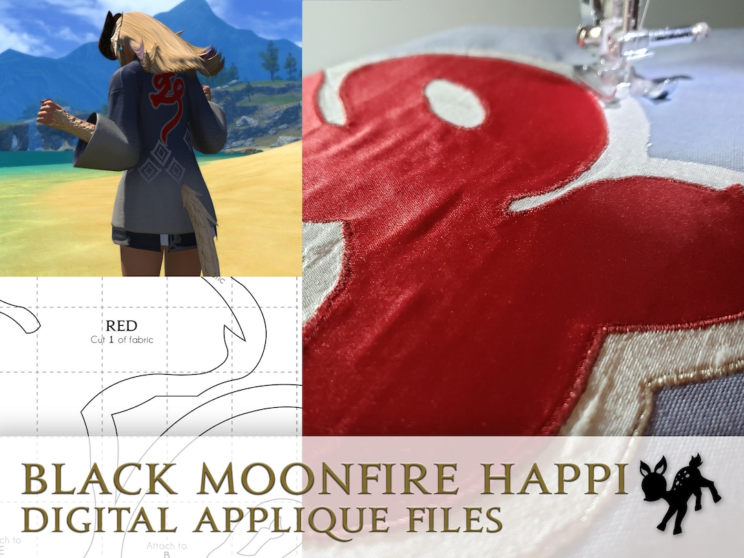 Black Moonfire Happi Appliqué Templates [digital Download] - Etsy