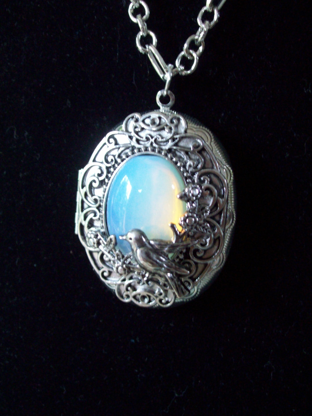 Large Faux Moonstone Locket Pendant - Etsy