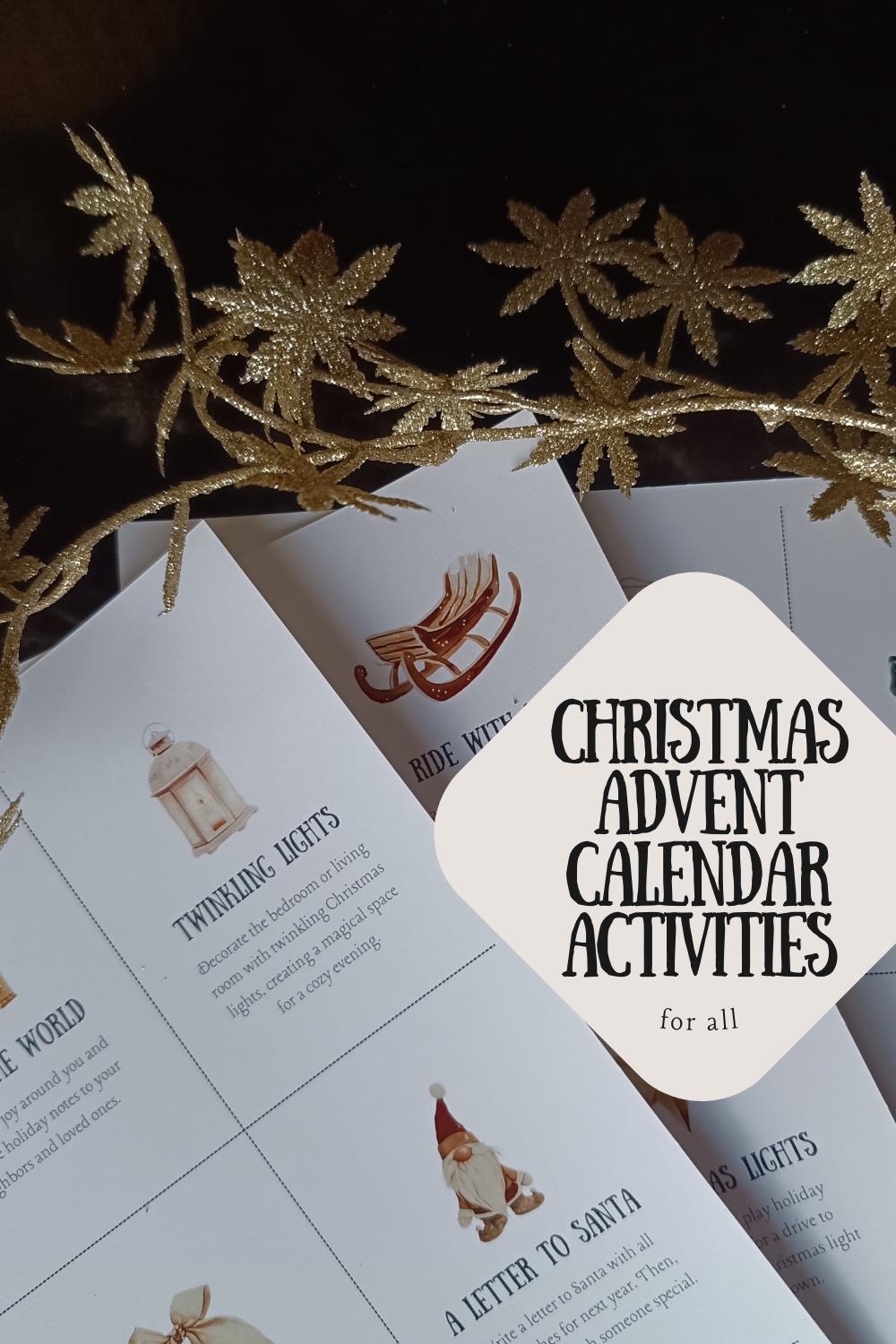 24 Printable Christmas Advent Calendar Activity Cards Christmas ...