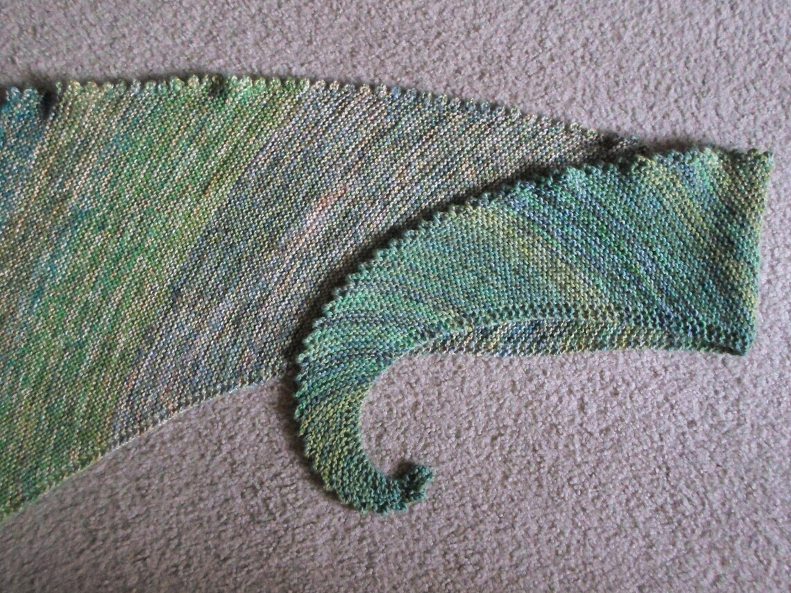 Hand Knit Asymmetrical Triangle Shawl With a Small Border Made of All ...