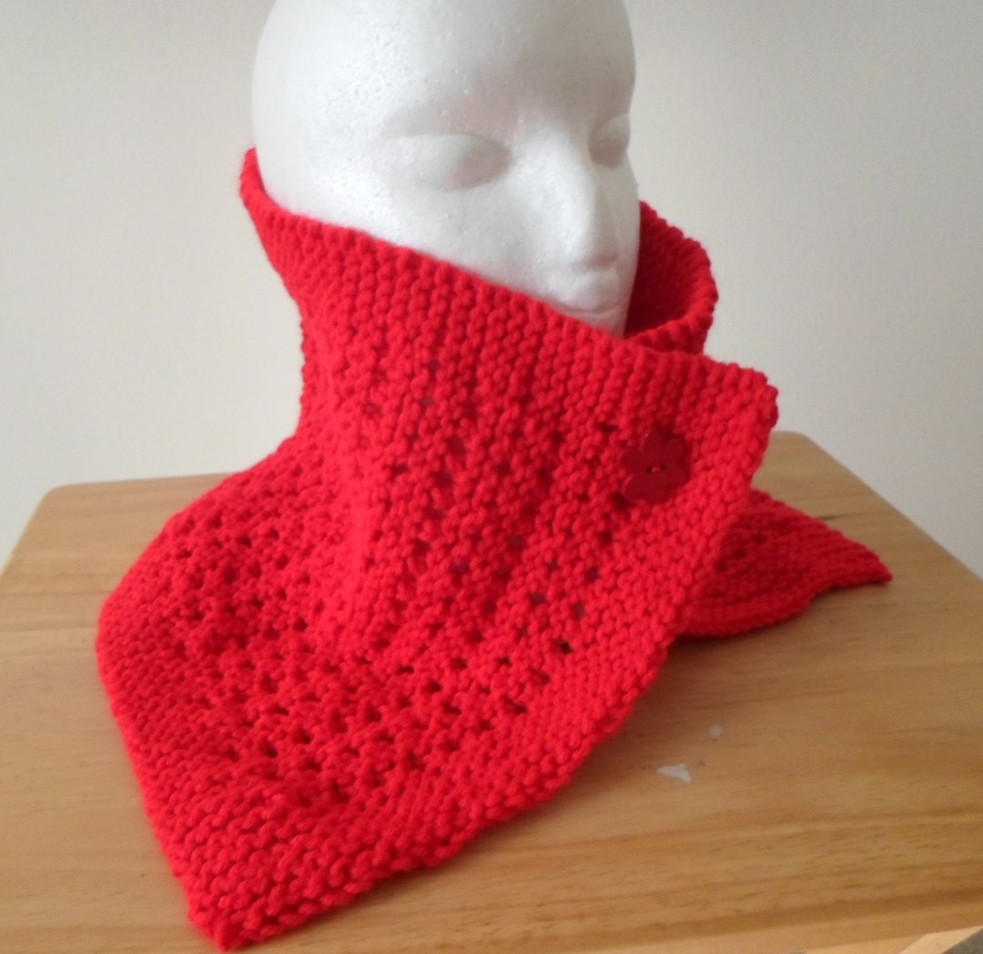 Cowl - Hand Knitted Cowl With Lace Pattern - Made of Acrylic Yarn in ...