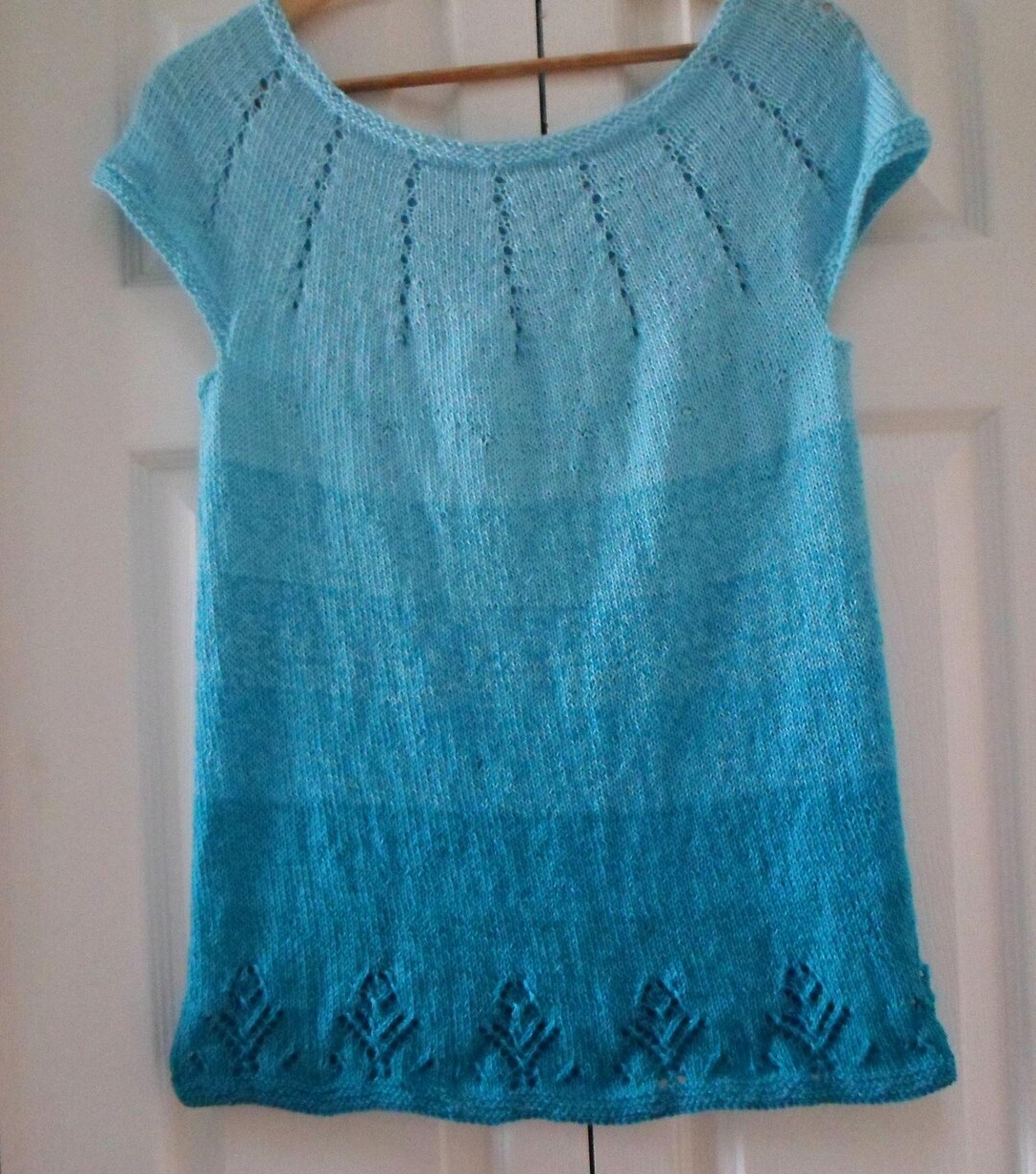 Raglan Top "blue Dreams" - Summer Blouse - Short Sleeves - Summer Top ...