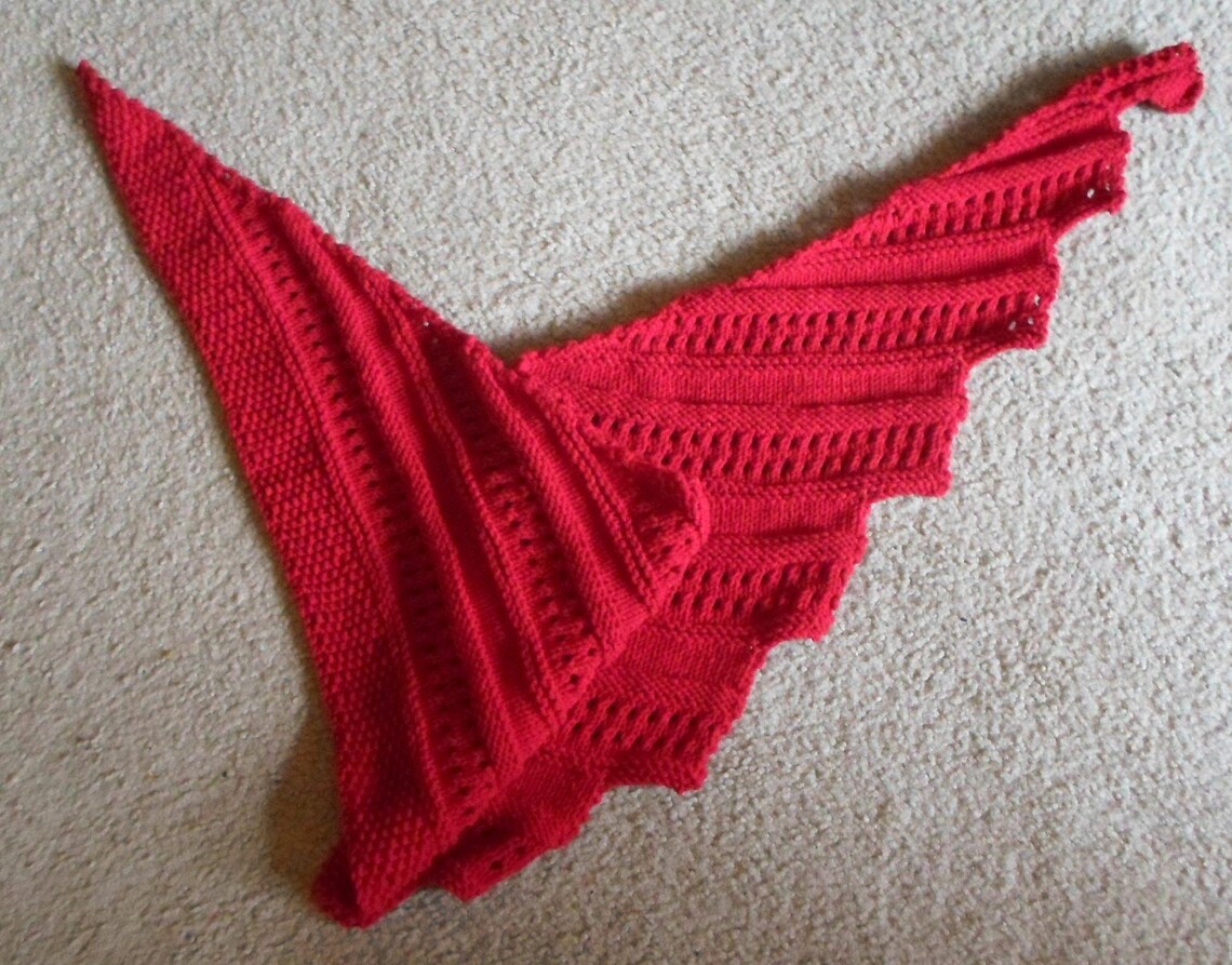 Asymmetrical Triangle Shawl - Hand Knitted Triangle Shawl - Made of ...