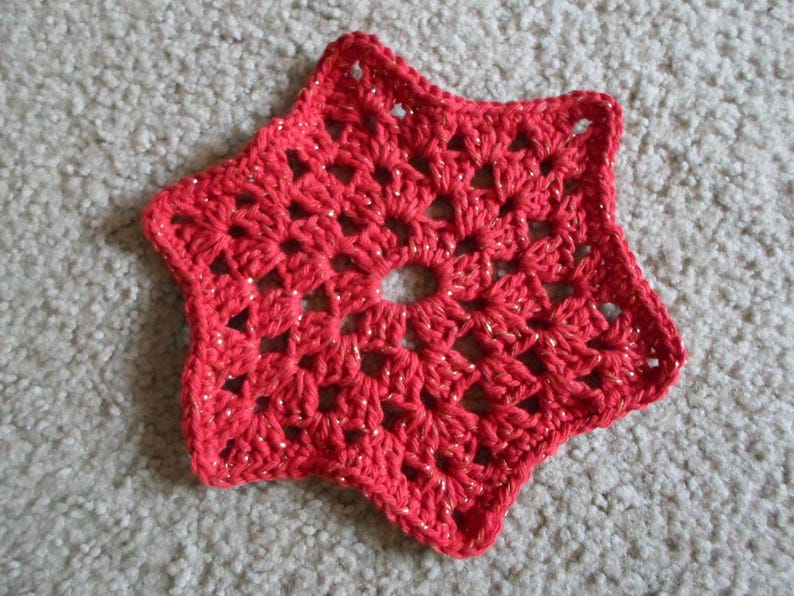 Red Star Coaster - Medium Size Crochet Coasters - Made of Cotton Yarn ...