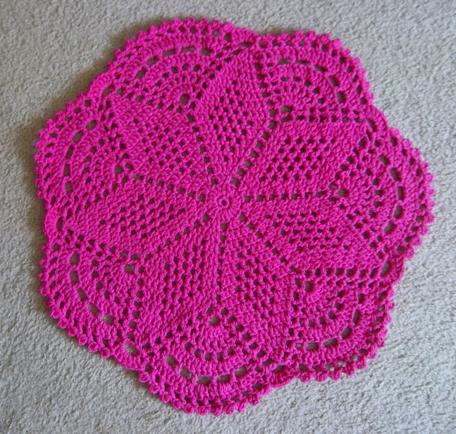 Rug - Crocheted Rug in Pink - Round Crochet Rug - Lace Pattern - Etsy