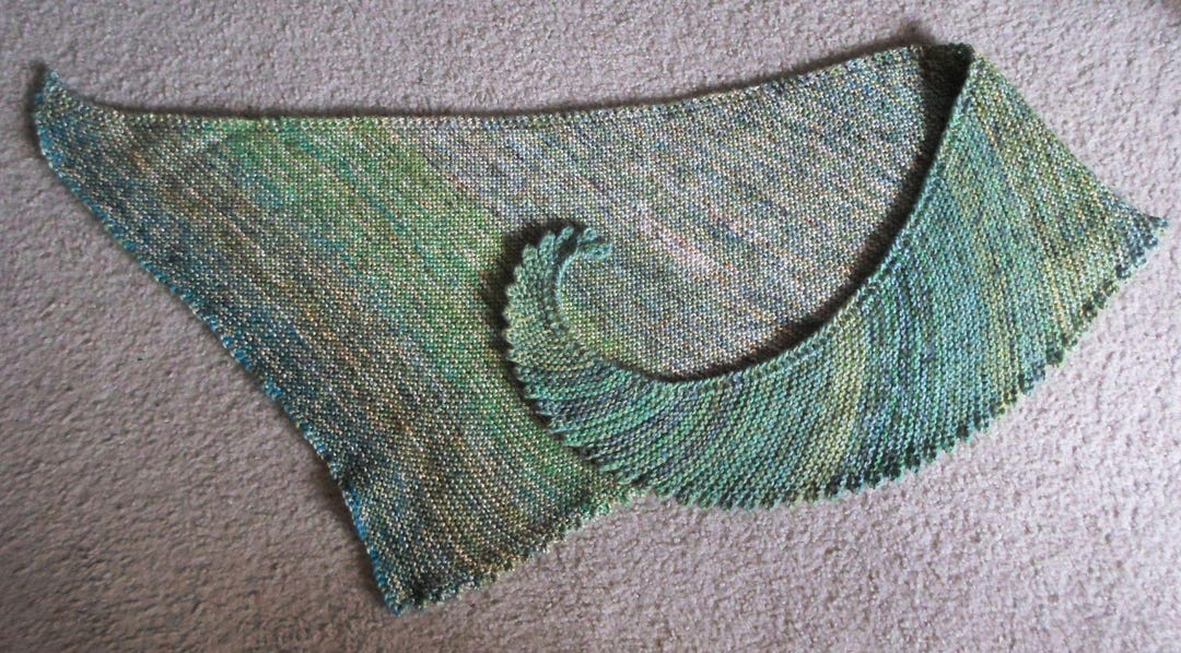 Hand Knit Asymmetrical Triangle Shawl With a Small Border Made of All ...