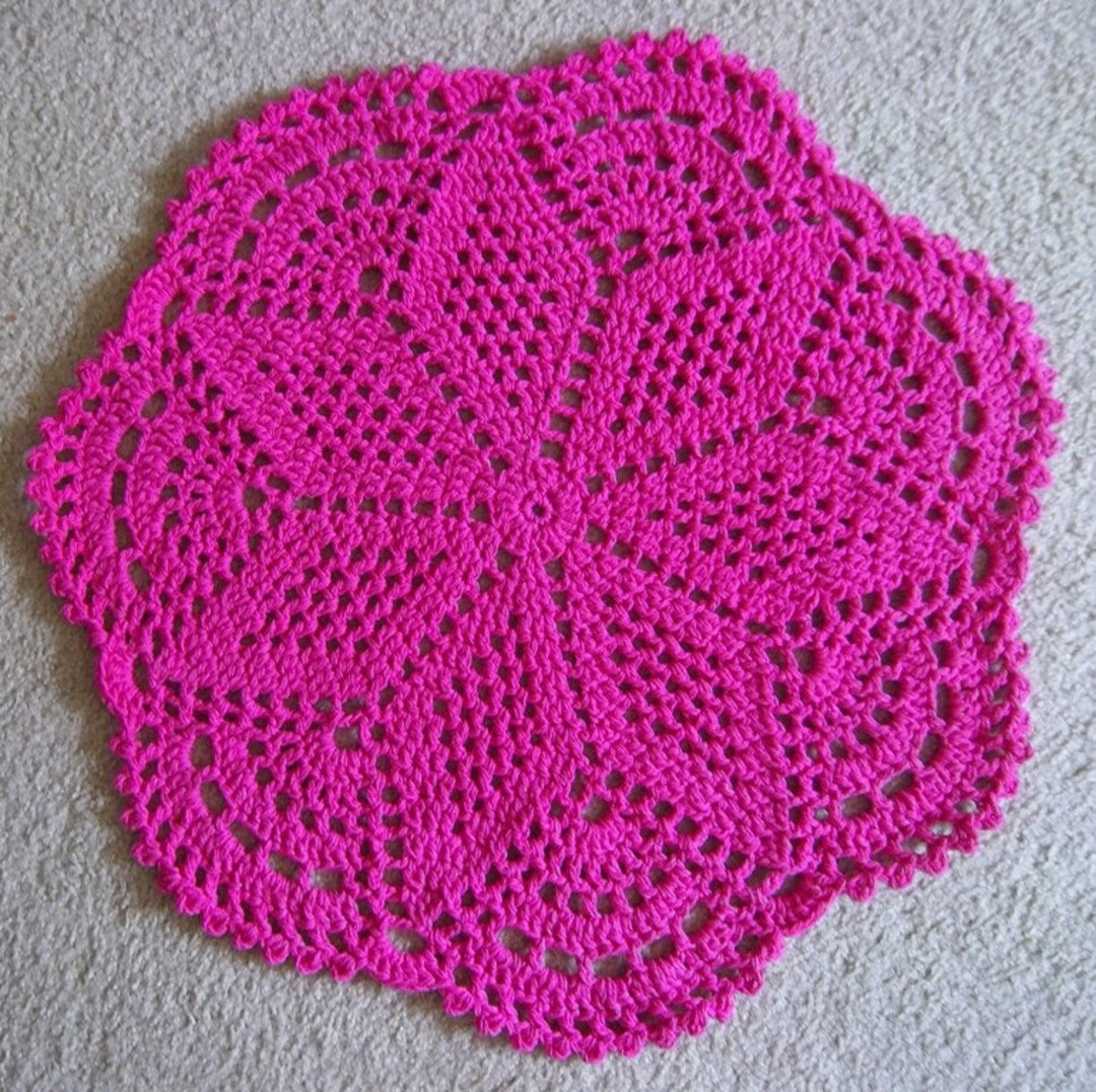 Rug - Crocheted Rug in Pink - Round Crochet Rug - Lace Pattern - Etsy
