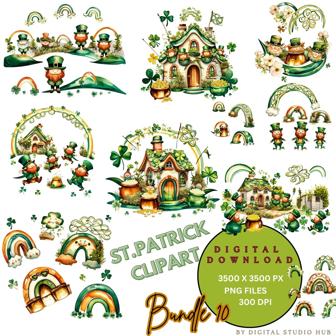 Cute St Patricks Day Clipart, DIGITAL Download, Watercolor Leprechaun ...