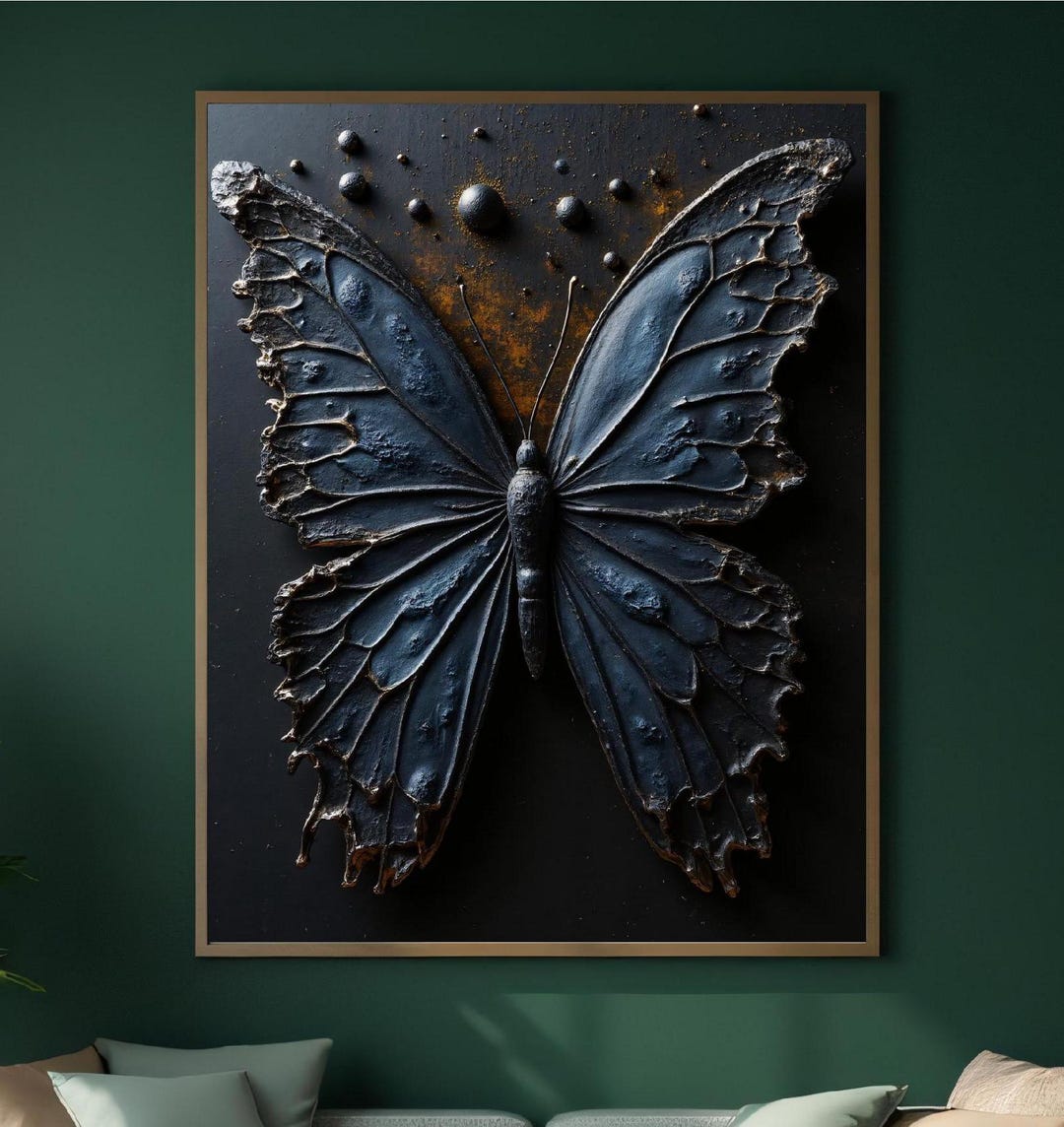 Midnight Blue Butterfly Art, Abstract Butterfly, Butterfly Wall Art ...