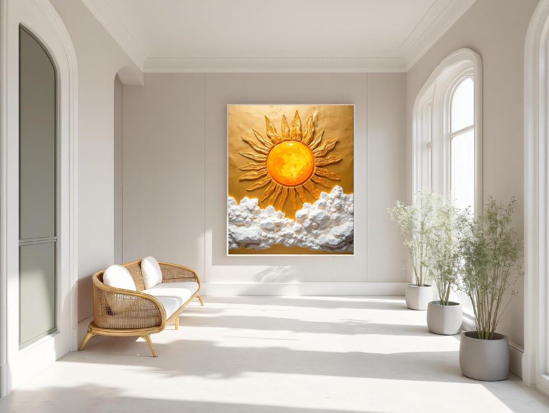 Luxury Radiant Sun Digital Print, Celestial Sun Canvas, Sun Wall Art ...