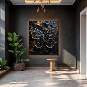 Midnight Black Butterfly Art, Abstract Butterfly, Butterfly Wall Art ...