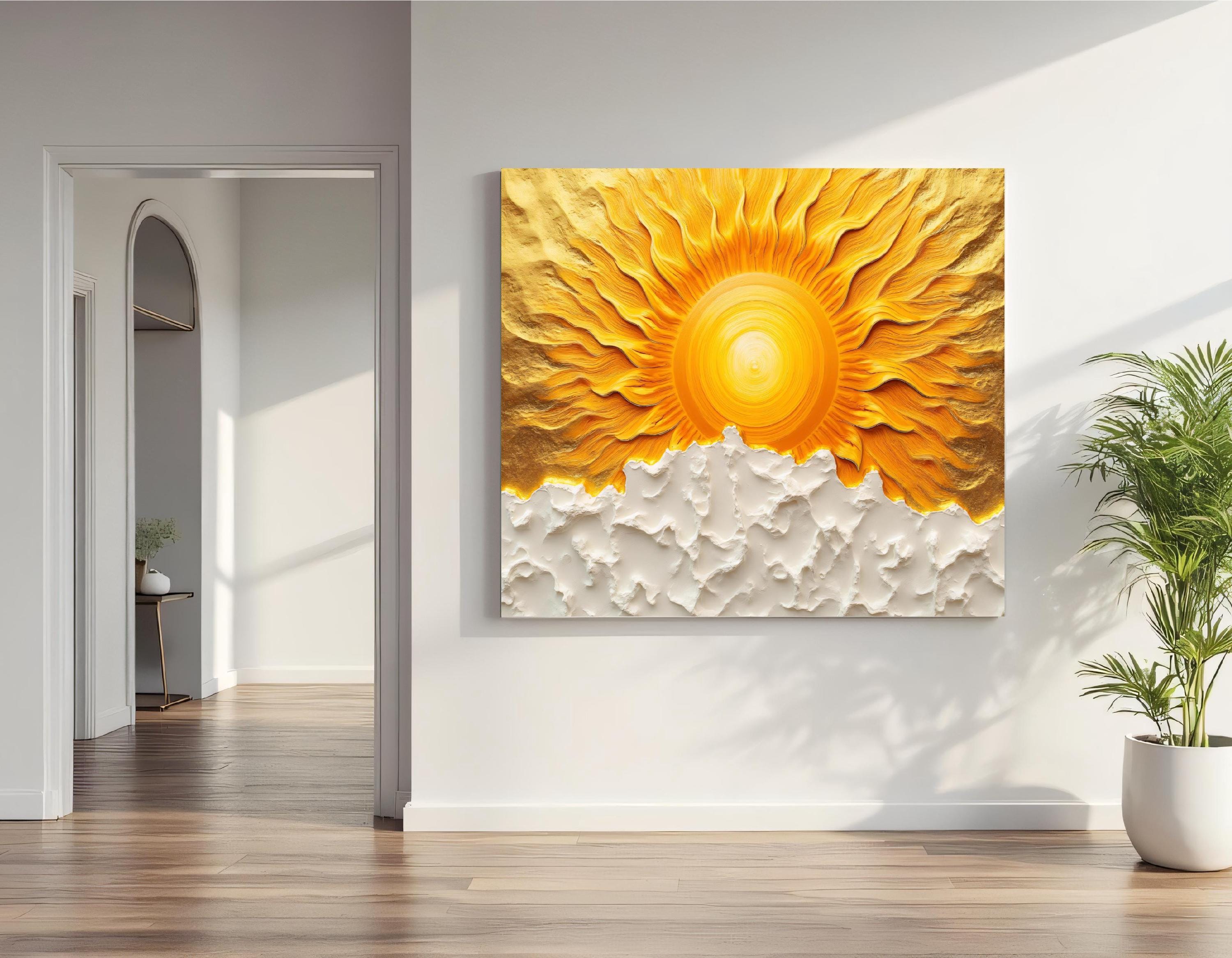 Modern Majestic Sun Digital Print, Abstract Sun Canvas, Sun Wall Art ...