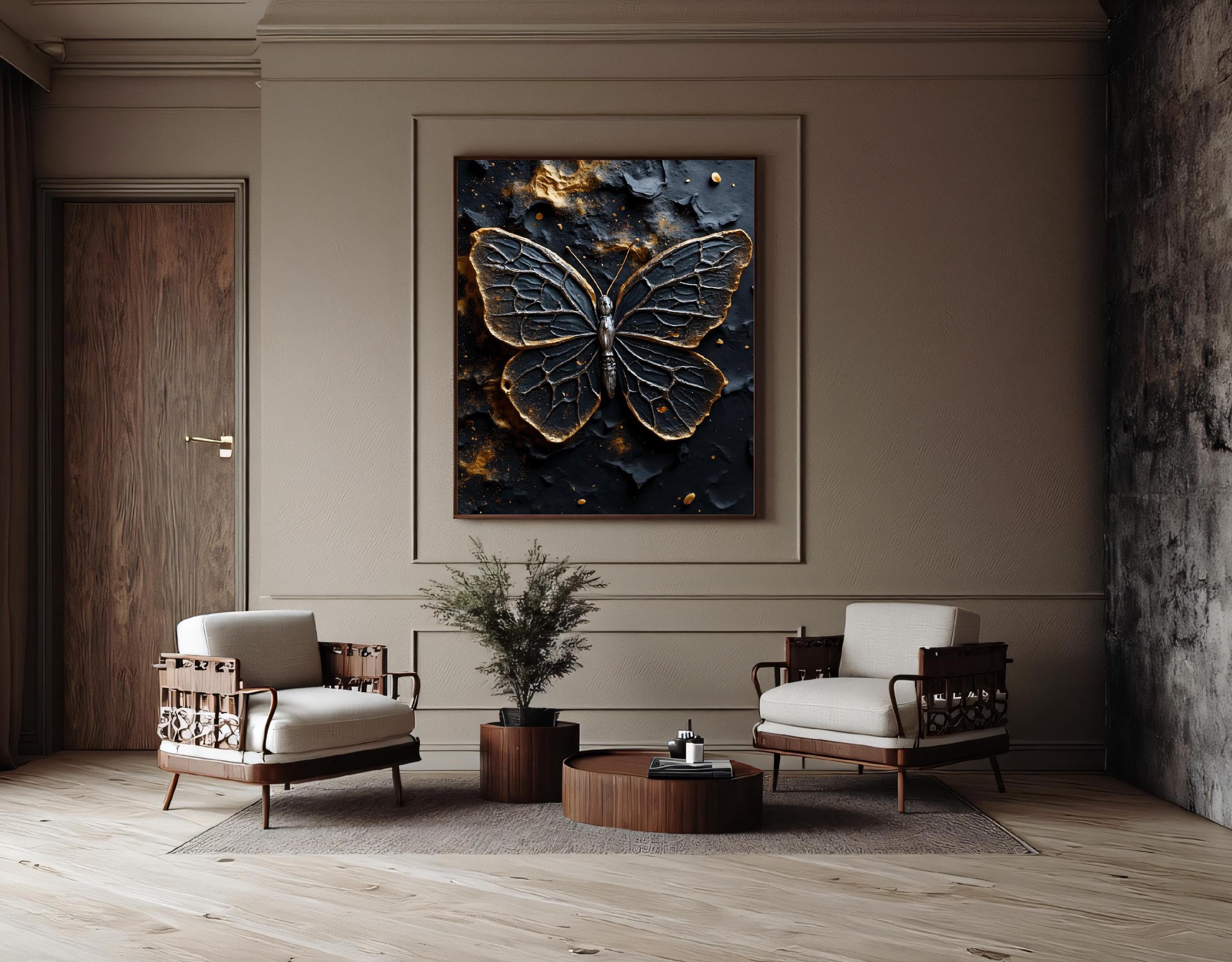 Midnight Black Butterfly Art, Abstract Butterfly, Butterfly Wall Art ...
