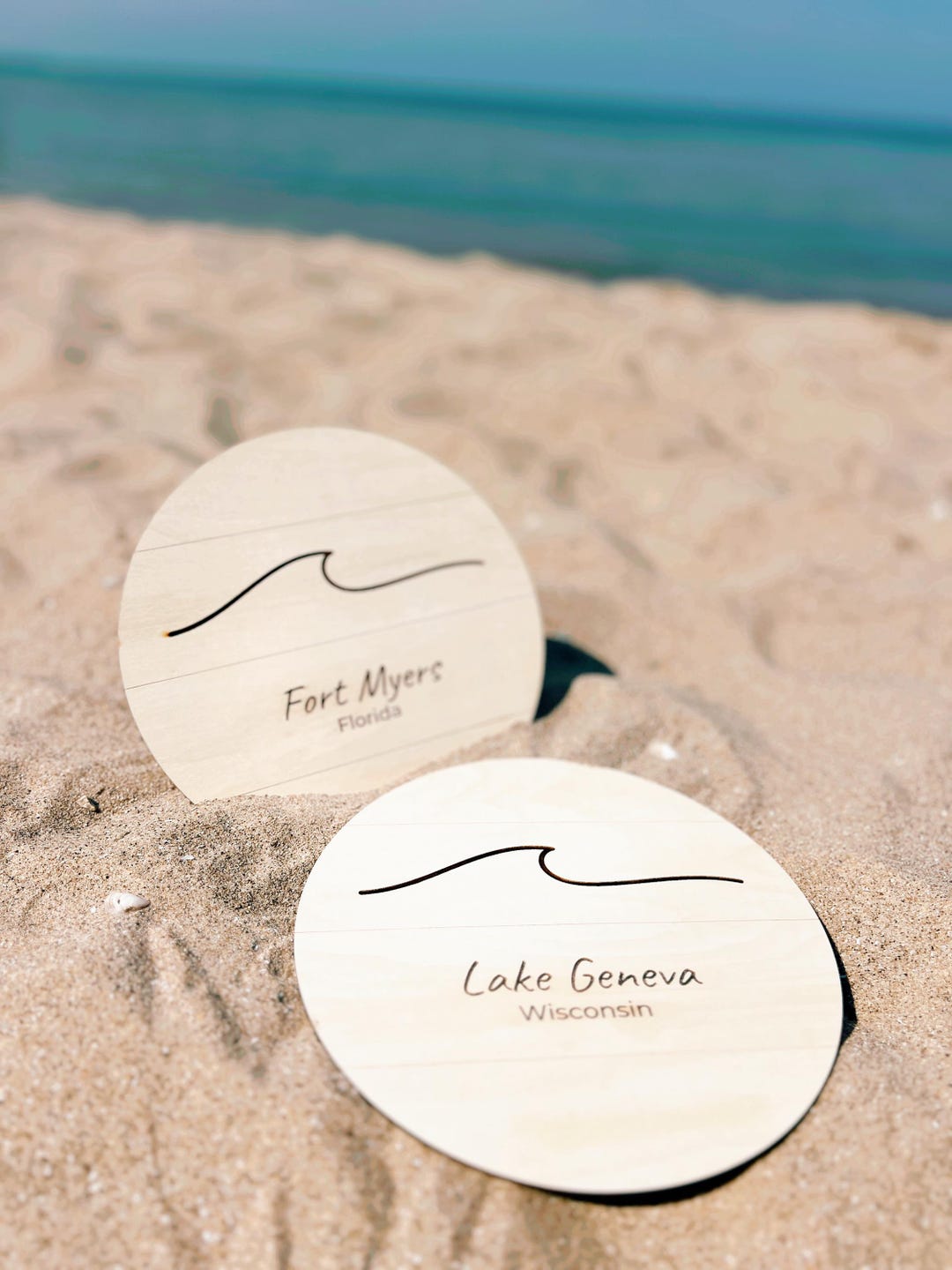 8" Custom Coastal Pallet Sign • Basswood Beach Name Sign With Wave ...