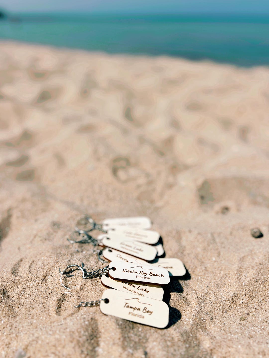 Custom Coastal Wood Keychains | Bulk Engraved Souvenirs for Beach Shops ...