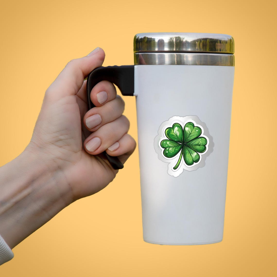 Lucky Four Leaf Clover Sticker: St. Patrick’s Day Waterproof Vinyl ...