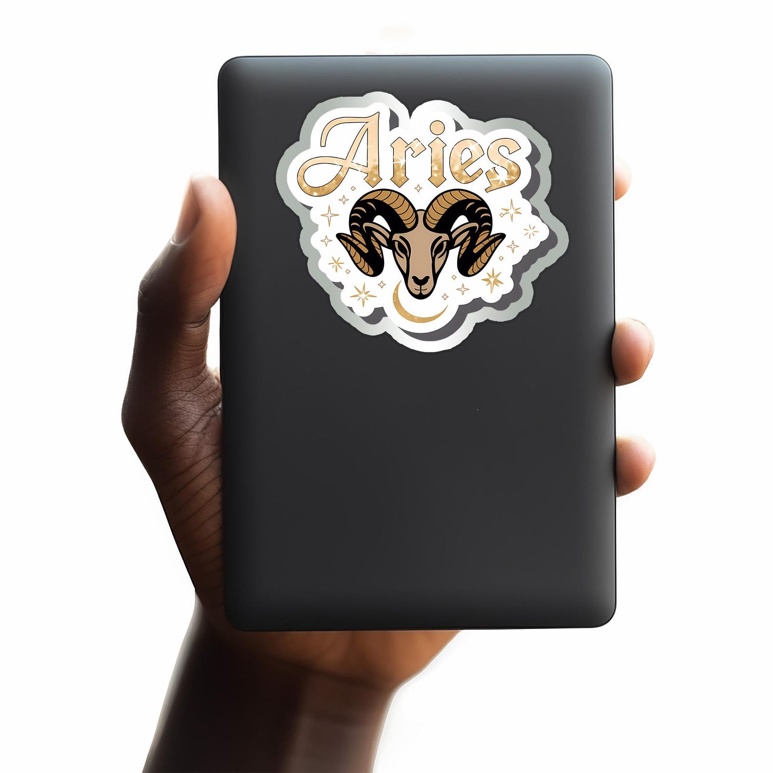 Aries Zodiac Sign Sticker - Gold Ram Astrology Vinyl Decal for Laptops ...