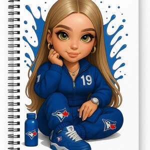 Chibi Woman Toronto Blue Jays Inspired Art | Cute Baseball Fan ...