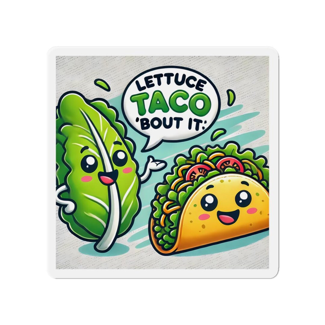 Cute Food Pun Fridge Magnet | Funny Kawaii Taco & Lettuce Kitchen Decor ...