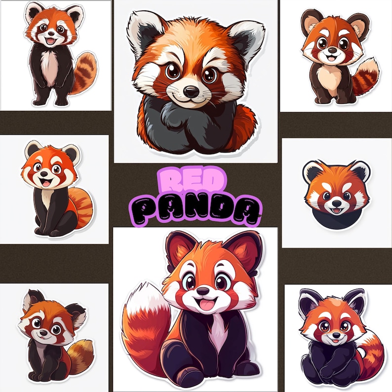 8-pack Red Panda Sticker Set, Adorable Red Panda Vinyl Decals, Cute ...