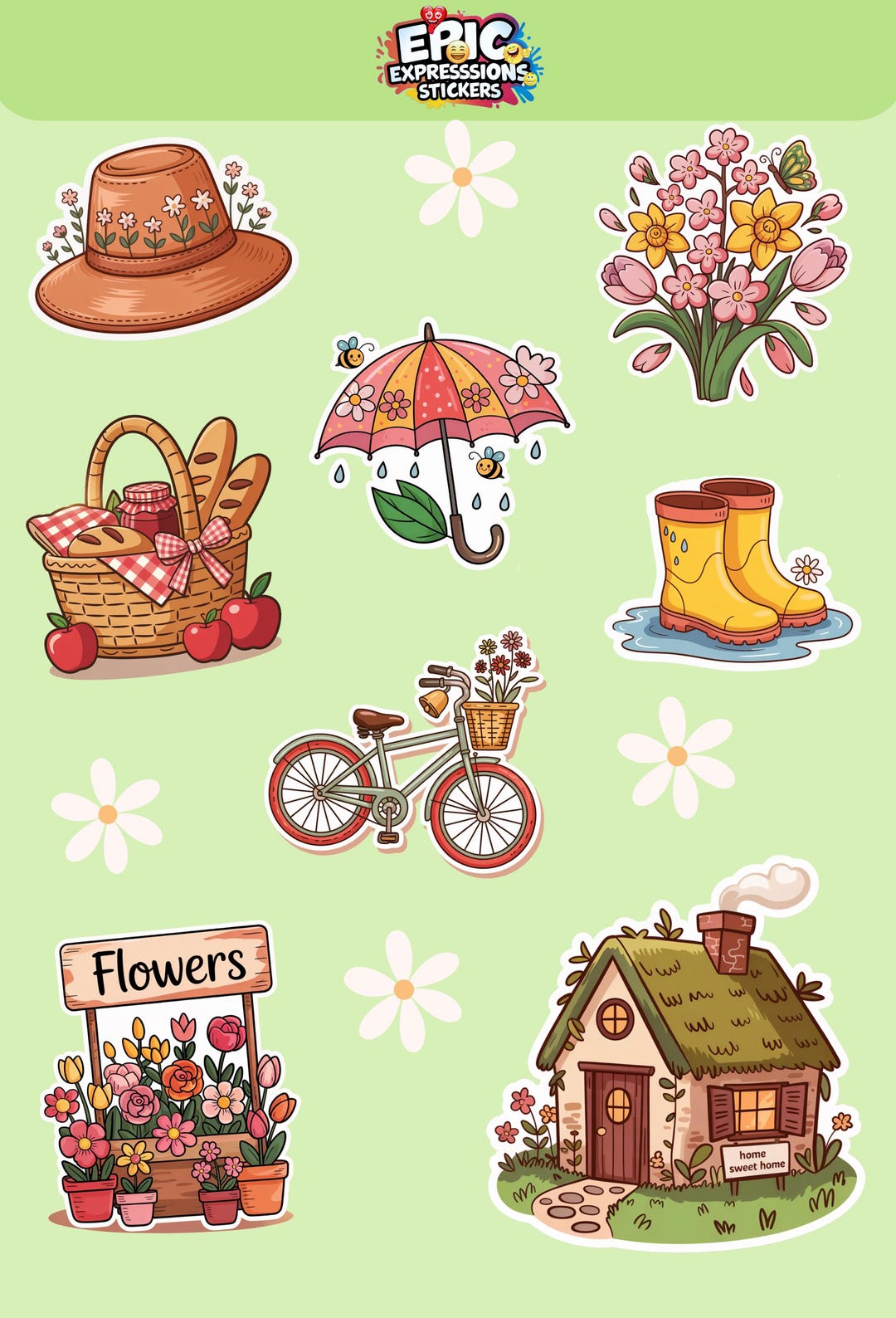 Cottagecore Spring Stickers Set Cute Floral Picnic Garden Stickers With ...