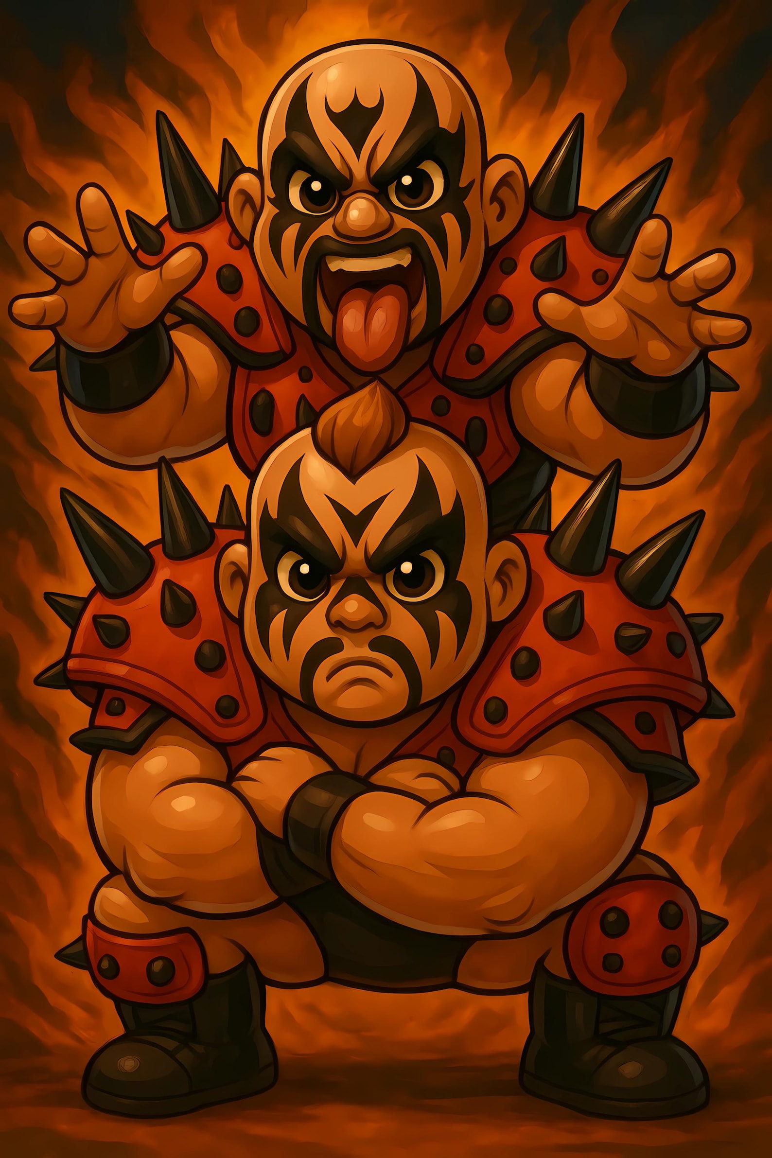 Chibi Hawk & Animal Tag Team Art Print | Legendary Wrestling Duo ...
