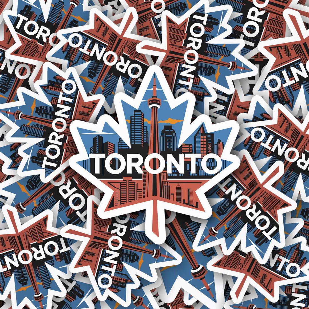 Toronto Skyline Sticker – Maple Leaf Design Vinyl Decal, Canadian ...