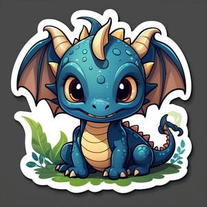 Cute Baby Dragon Sticker Pack, Fantasy Creature Vinyl Decals, 8 Pack ...