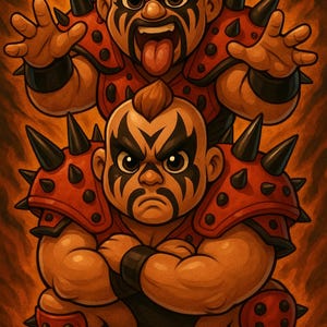 Chibi Hawk & Animal Tag Team Art Print | Legendary Wrestling Duo ...