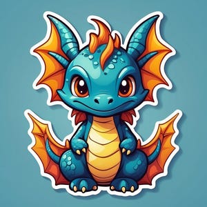 Cute Baby Dragon Sticker Pack, Fantasy Creature Vinyl Decals, 8 Pack ...