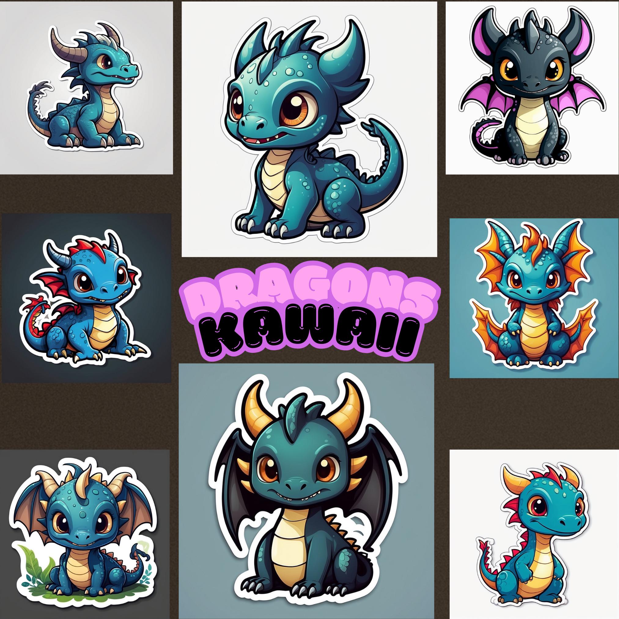 Cute Baby Dragon Sticker Pack, Fantasy Creature Vinyl Decals, 8 Pack ...