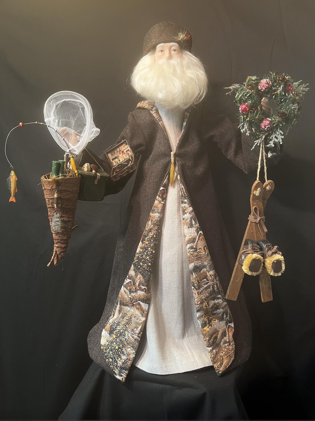 Handmade Fly Fishing Santa Claus: Vintage Flies Christmas Centerpiece ...